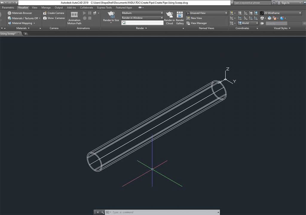 How to Create Pipe Using Sweep Feature Command - AutoCad Tutorial