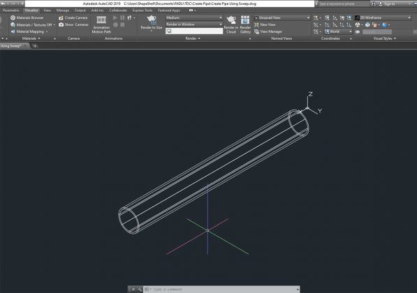 How to Create Pipe Using Sweep Feature Command - AutoCad Tutorial